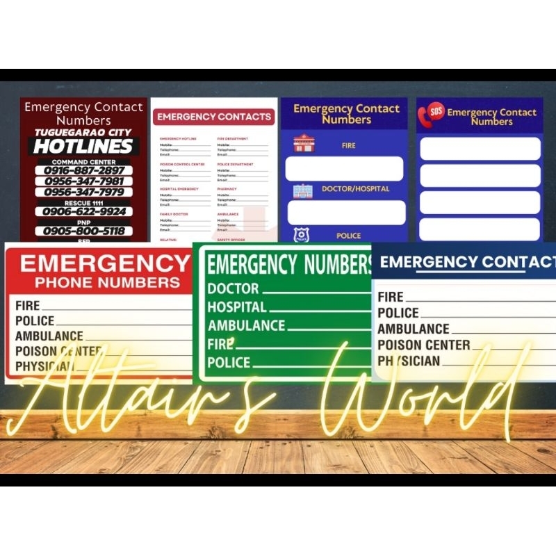 Emergency Contact List Signage / Laminated Sign / waterproof sticker ...