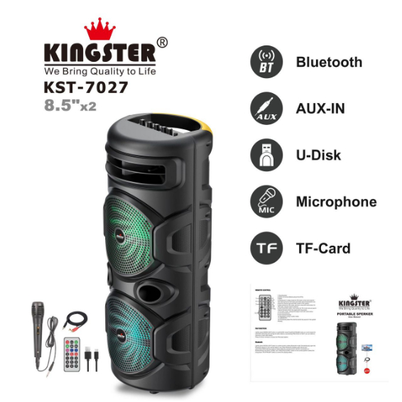 KINGSTER KST-7027 PORTABLE WIRELESS BLUETOOTH SPEAKER WITH MIC & REMOTE ...