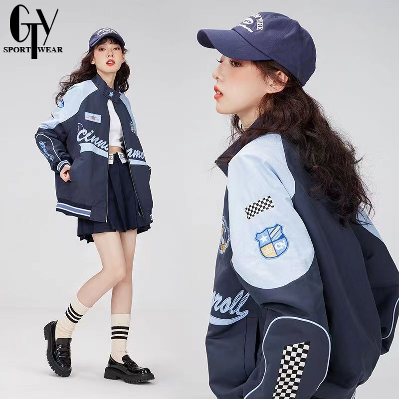 GTY Sanrio Cinnamoroll Racer Jacket For Women Vintage Cartoon Baseball ...