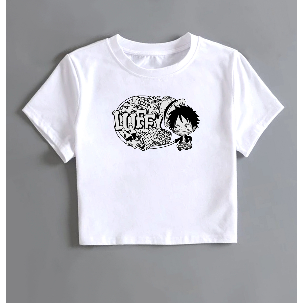 Anime One Piece Chibi Crop Top White Slim Fit | Shopee Philippines