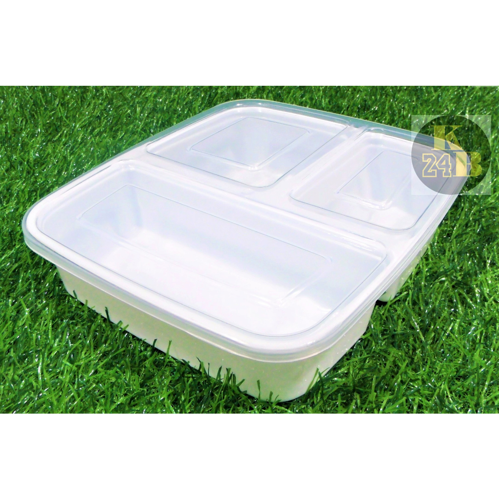 #1801 JUMBOLITA White 3 Divider Lunch Box With Spoon and Fork | Shopee ...