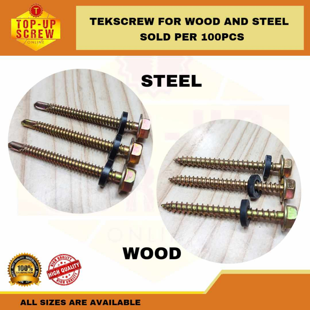 TEK SCREW FOR WOOD & STEEL (100PCS) tek screw/ tekscrew FOR ROOFING ...