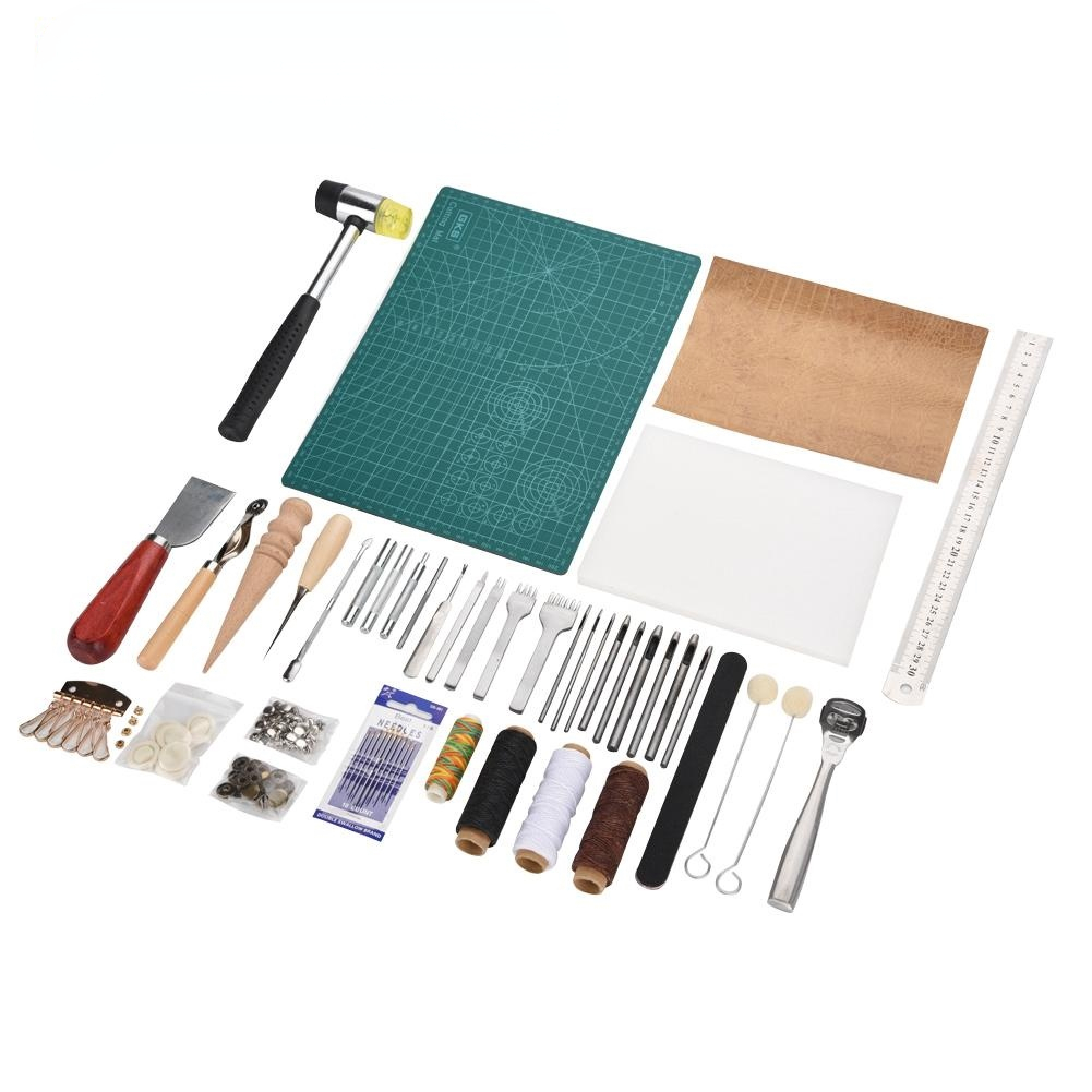(COD) DIY 42pcs Leather Craft Tools punch Kit Stitching Working Groover ...