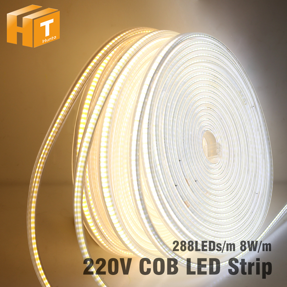 COB LED Strip Light 220V High Brightness 288LEDs/m 8W/M 3000K 4000K ...