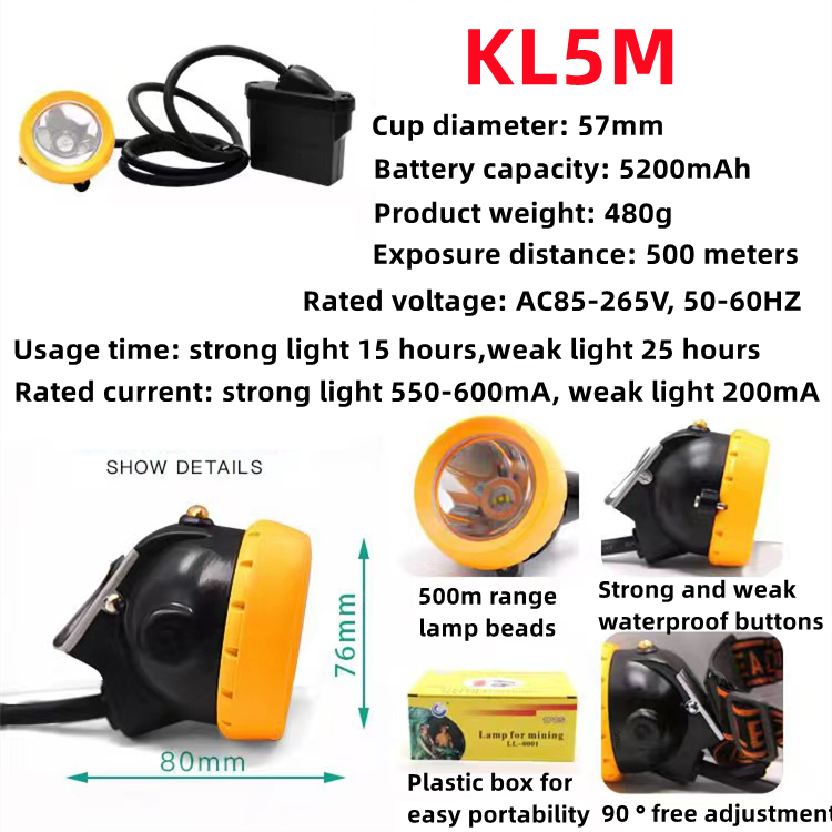 Aquosport KL5M/KL8M Miner's Lamp Wisdom Flashlight Rechargeable Lithium ...