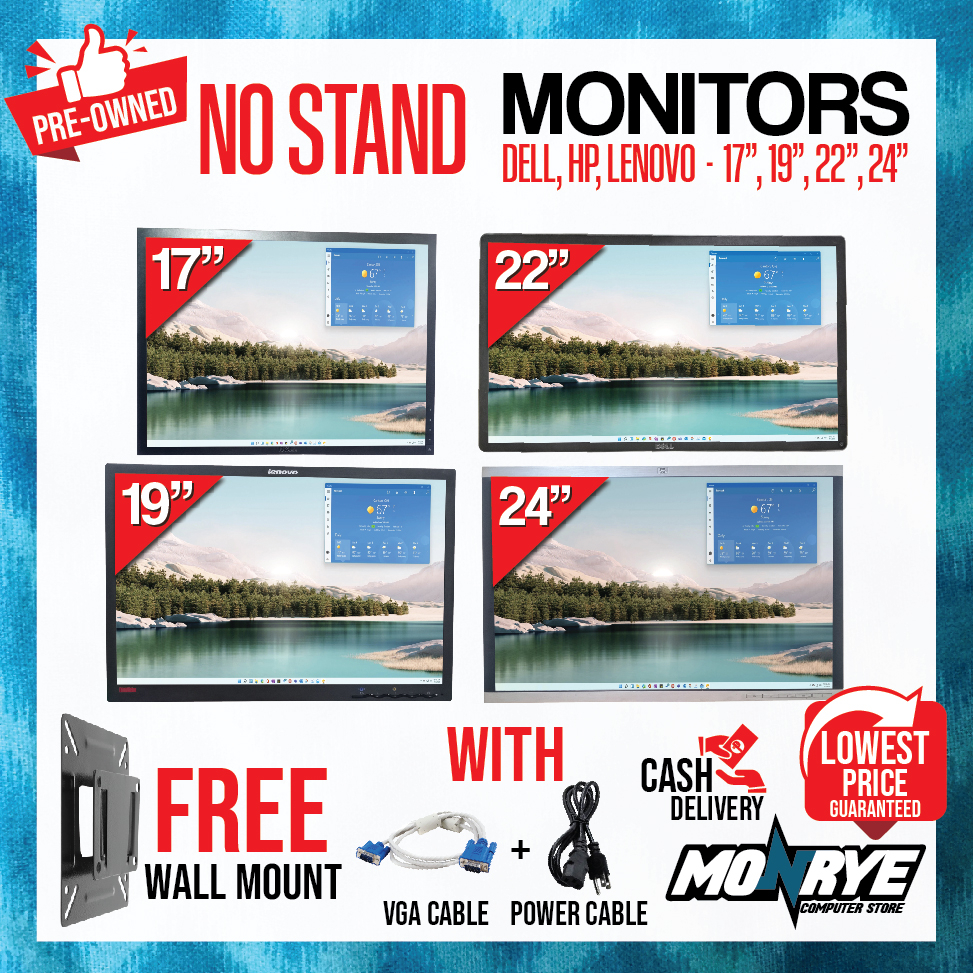 Monitors - BRANDED - 17 / 19 / 22 / 24 INCHES - NO STAND - FREE WALL ...