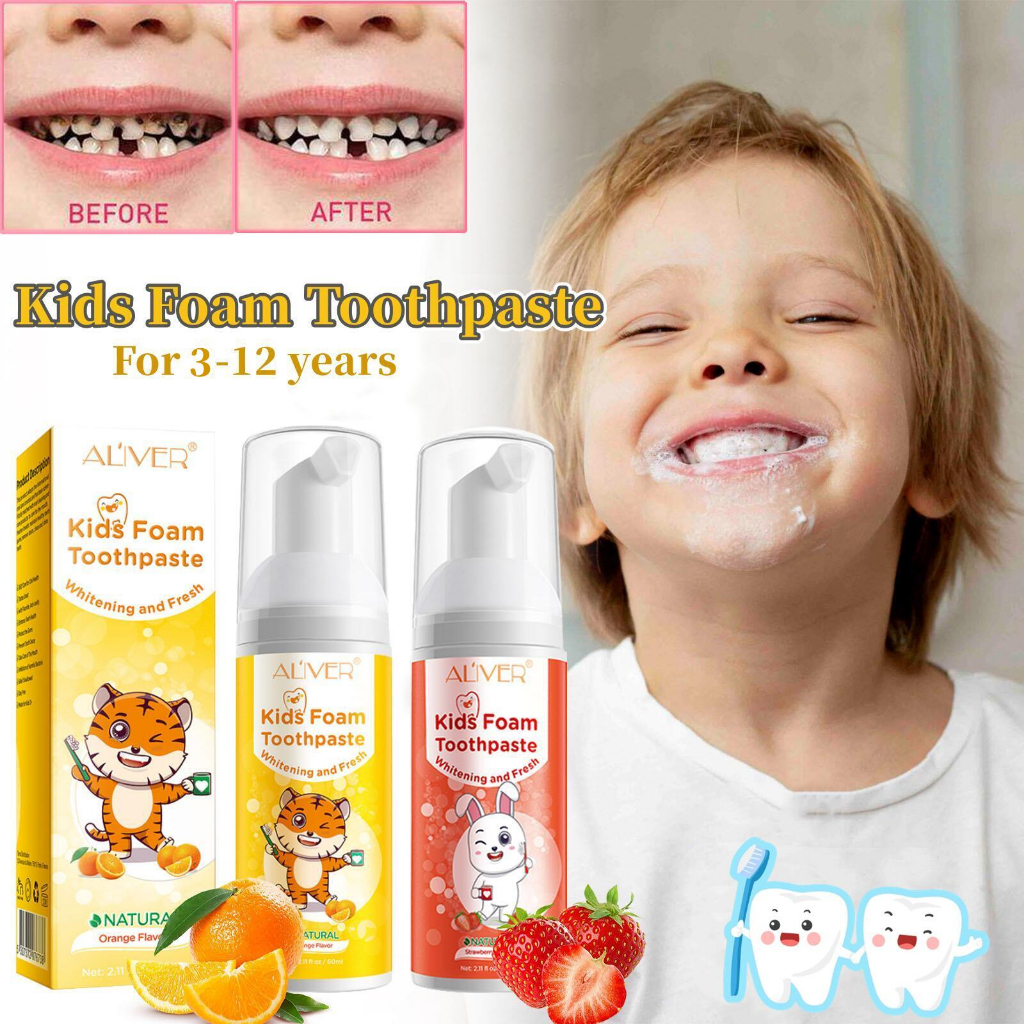 Kids Mousse Foam Toothpaste Baby Mousse Toothpaste Strawberry and ...