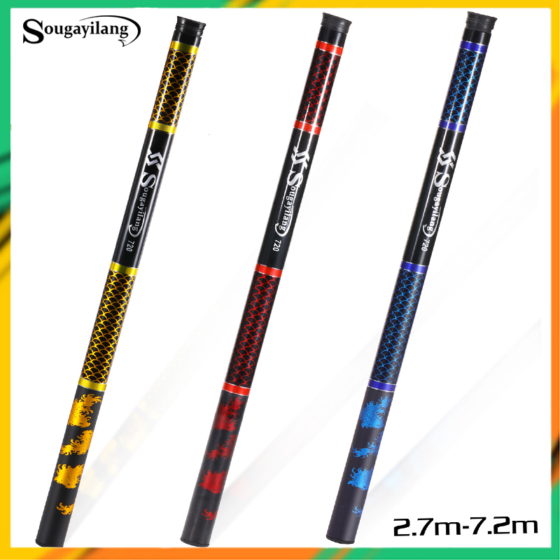Sougayilang 2.7m-7.2m Fishing Rod Carbon Fiber Hand Pole Portable ...