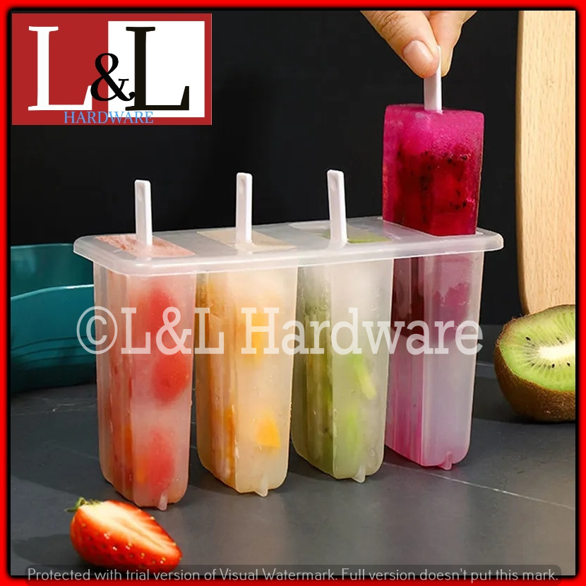 2053 4 Cups Ice Pop Mold Popsicles Frozen Homemade Easy Popsicle Making ...