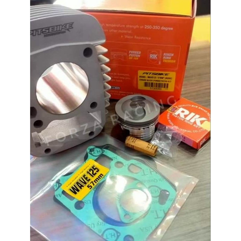 PITSBIKE XRM125 / WAVE125 57 57MM CHROME BORE CERAMIC FORGED PISTON ...