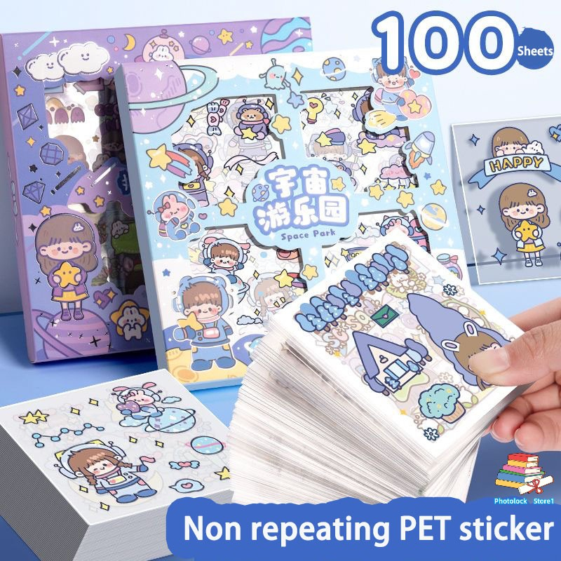 100PCS/Box Cute Diary Sticker Scrapbook Design Stationery Kawaii ...