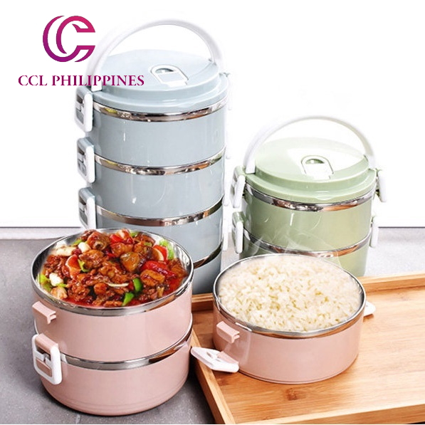 CCL PH Portable Three Layers Stainless Steel Insulated Bento Lunch Box ...