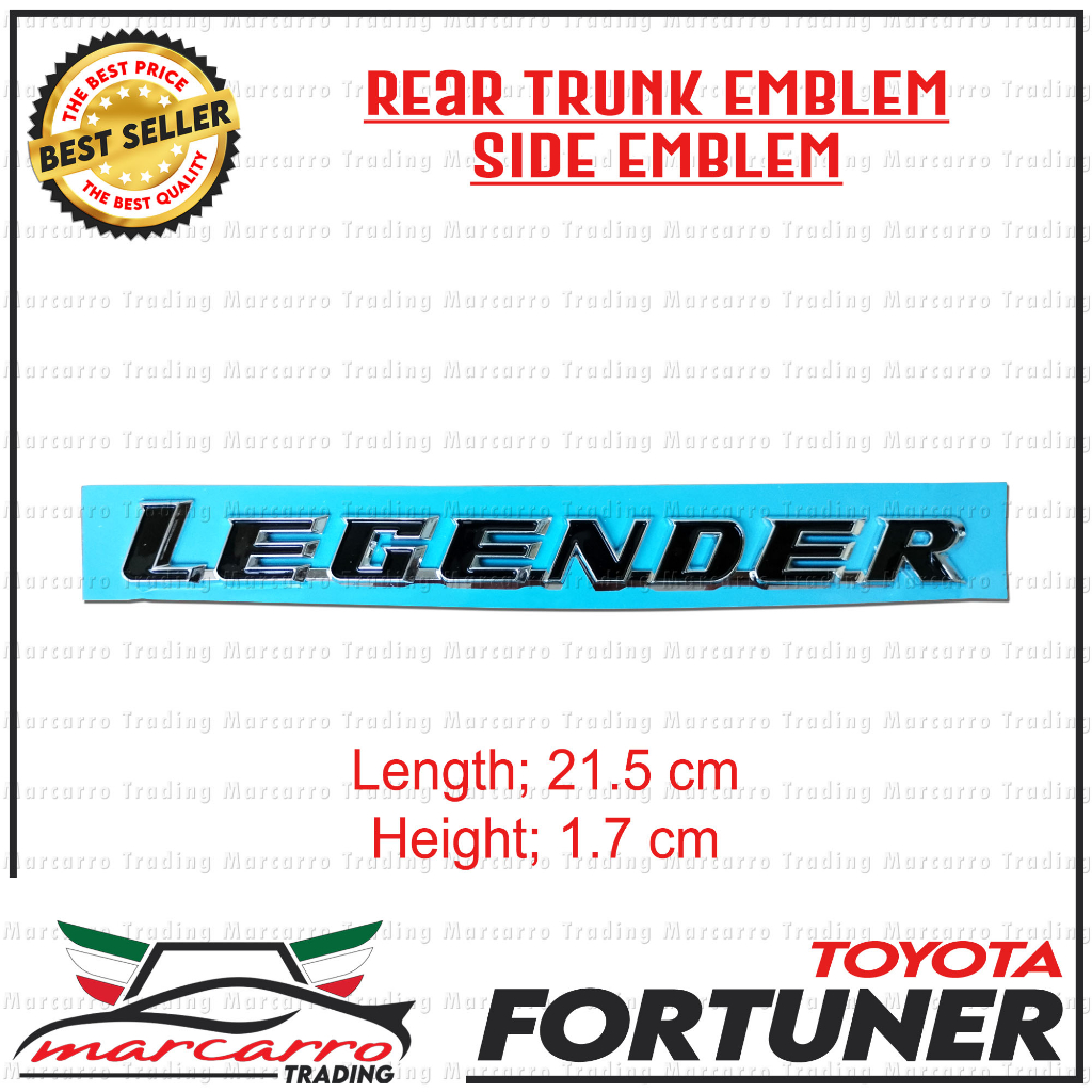 TOYOTA FORTUNER LEGENDER Rear Trunk Emblem / Side Emblem Chrome & Black ...