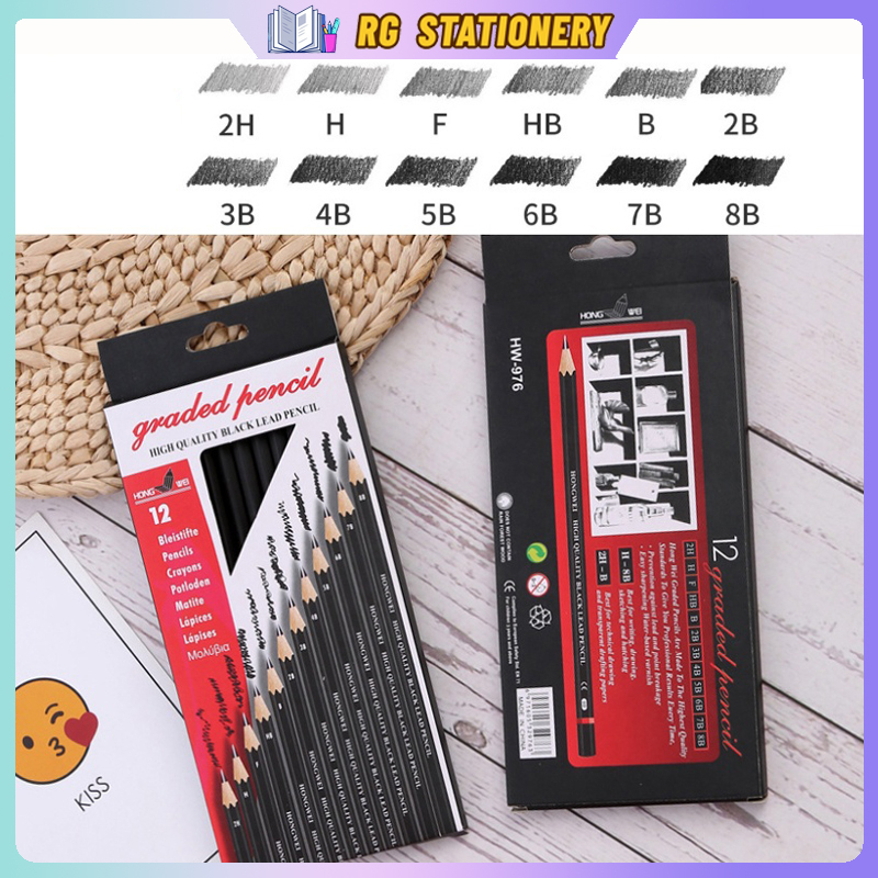 12 Pcs Sketching Pencil Set 2H-8B Set Painting Drawing W53 | Shopee ...