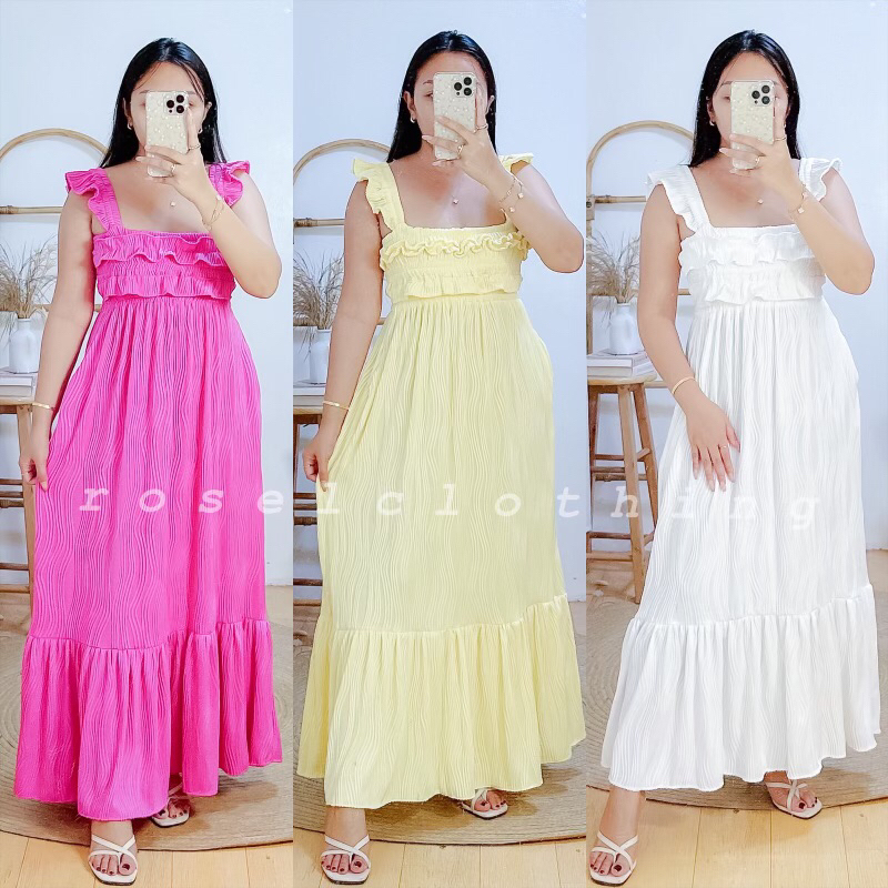 Bonnie Ruffle Sleeve Maxi Dress with Side Pockets | Shopee Philippines