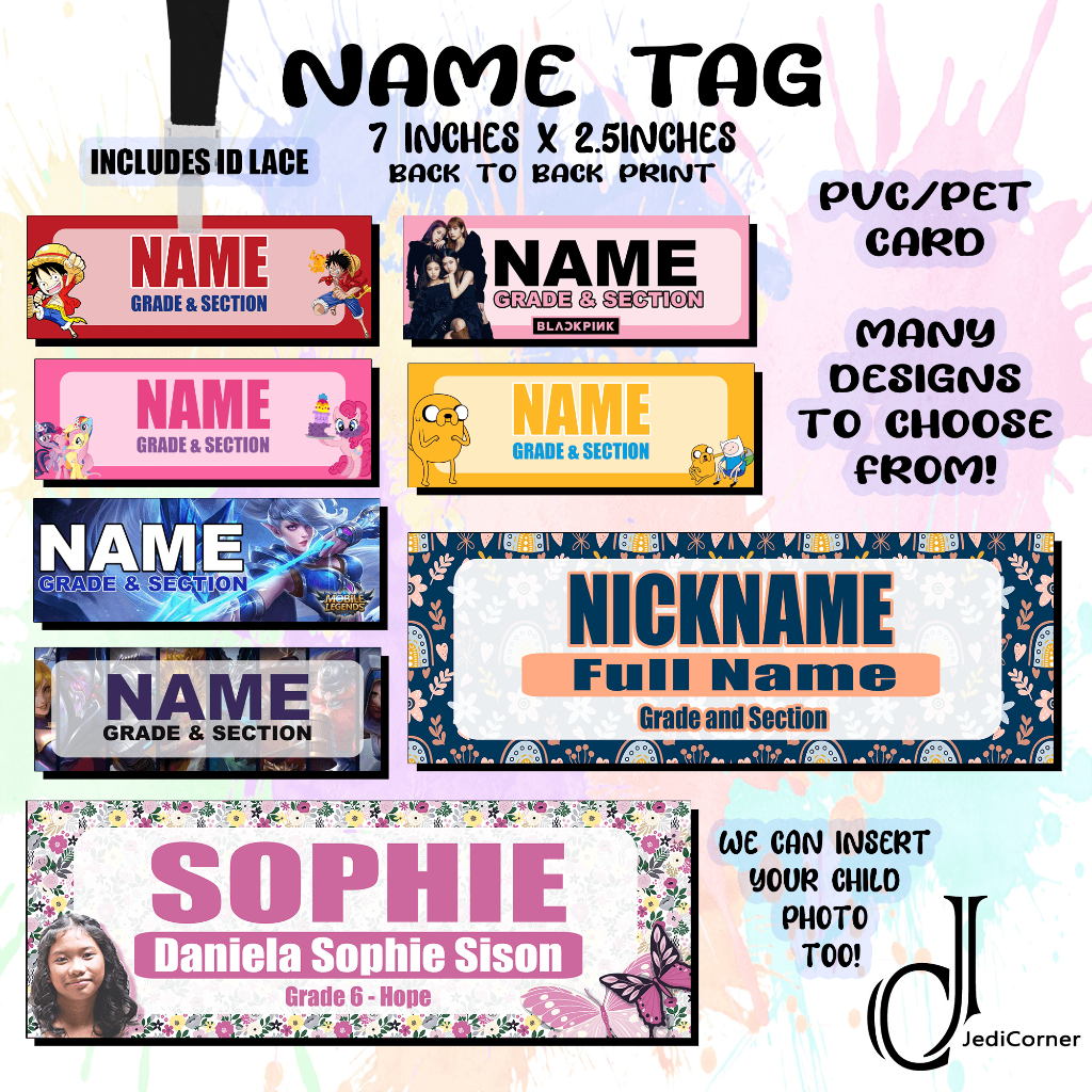 PVC / PET Laminated Name Plate ID Back to Back Tag Card for Kids Child ...