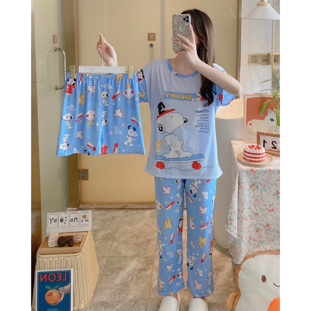 Anthony 3 IN 1 adult Design pajama Terno Short sleepwear for women ...