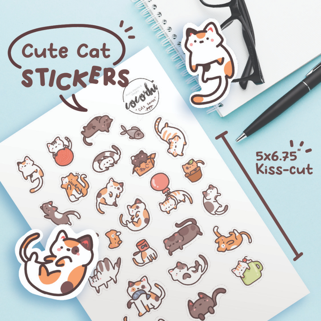 Cute Cat Sticker Collection | Shopee Philippines