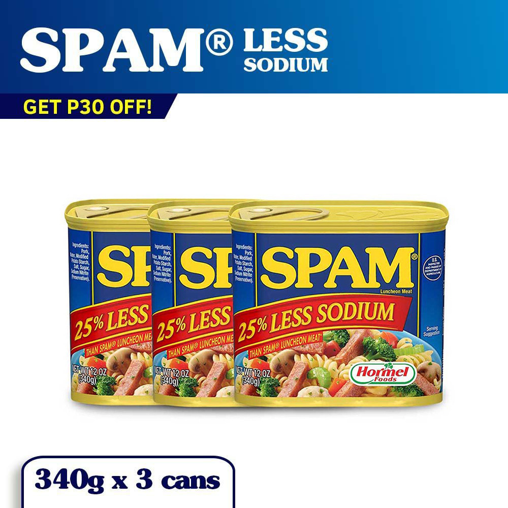 SPAM Less Sodium Luncheon Meat 3 Can Value Pack 340g | Shopee Philippines