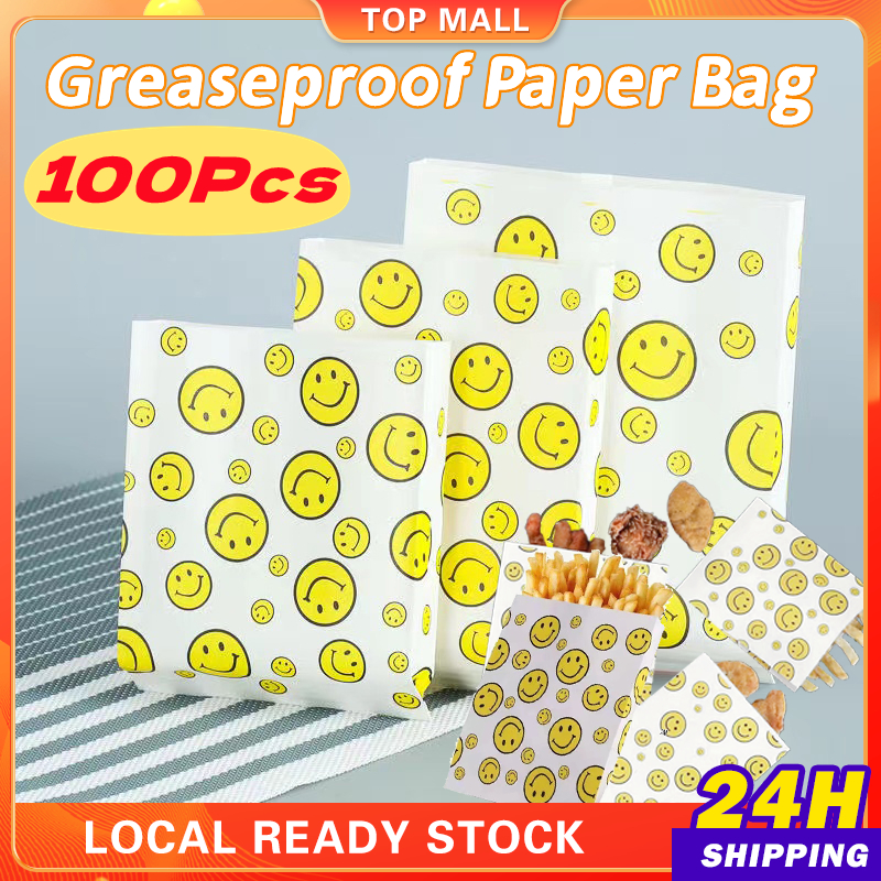 100Pcs Greaseproof Paper Bag Disposable Food Wrapper Pouch Sandwich ...