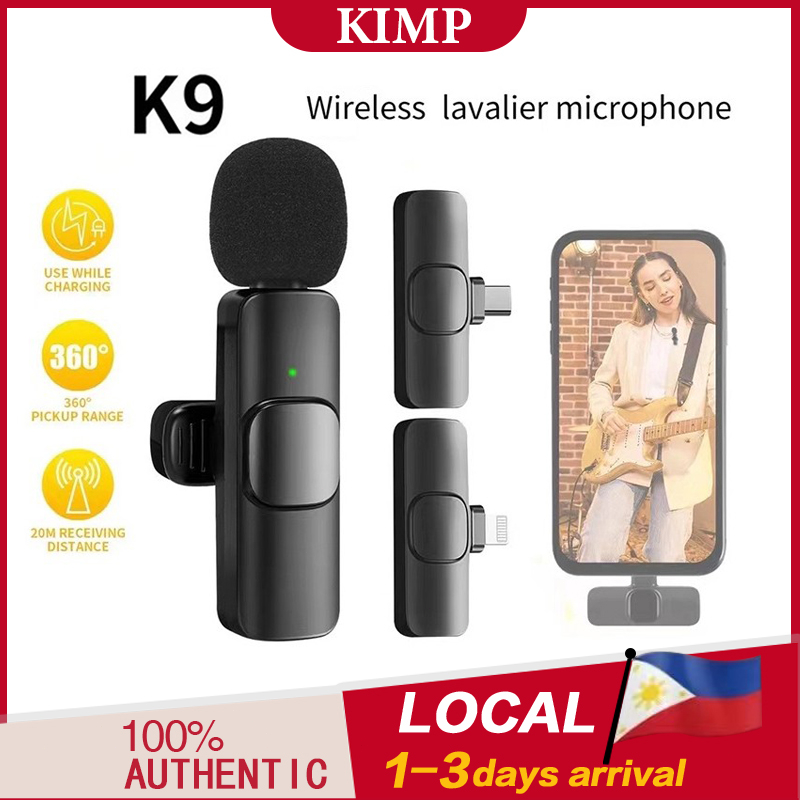 K9 Wireless Lavalier Microphone for vlogging Noise Cancelling Lapel Mic ...