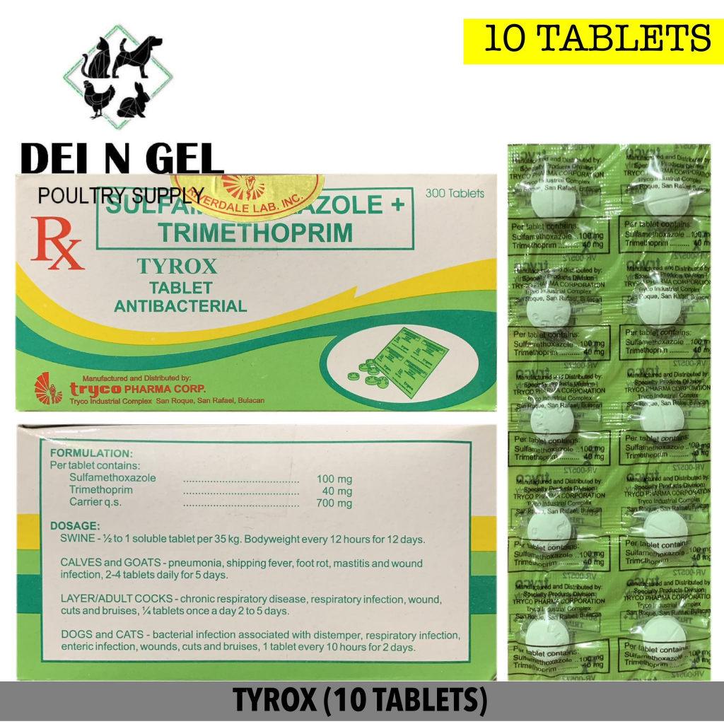 TRYCO TYROX TABLET FOR DOG, CAT, SWINE, CALVES, GOAT, COCKS (10 TABLETS ...