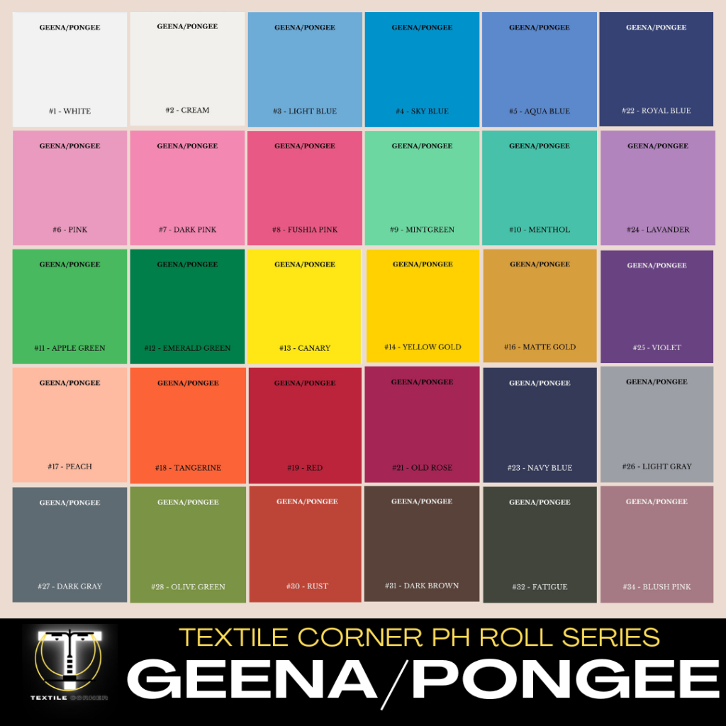 TEXTILE CORNER PH GEENA/PONGEE CLOTH (1-36) | SOLD IN ROLL ONLY | Shopee Philippines