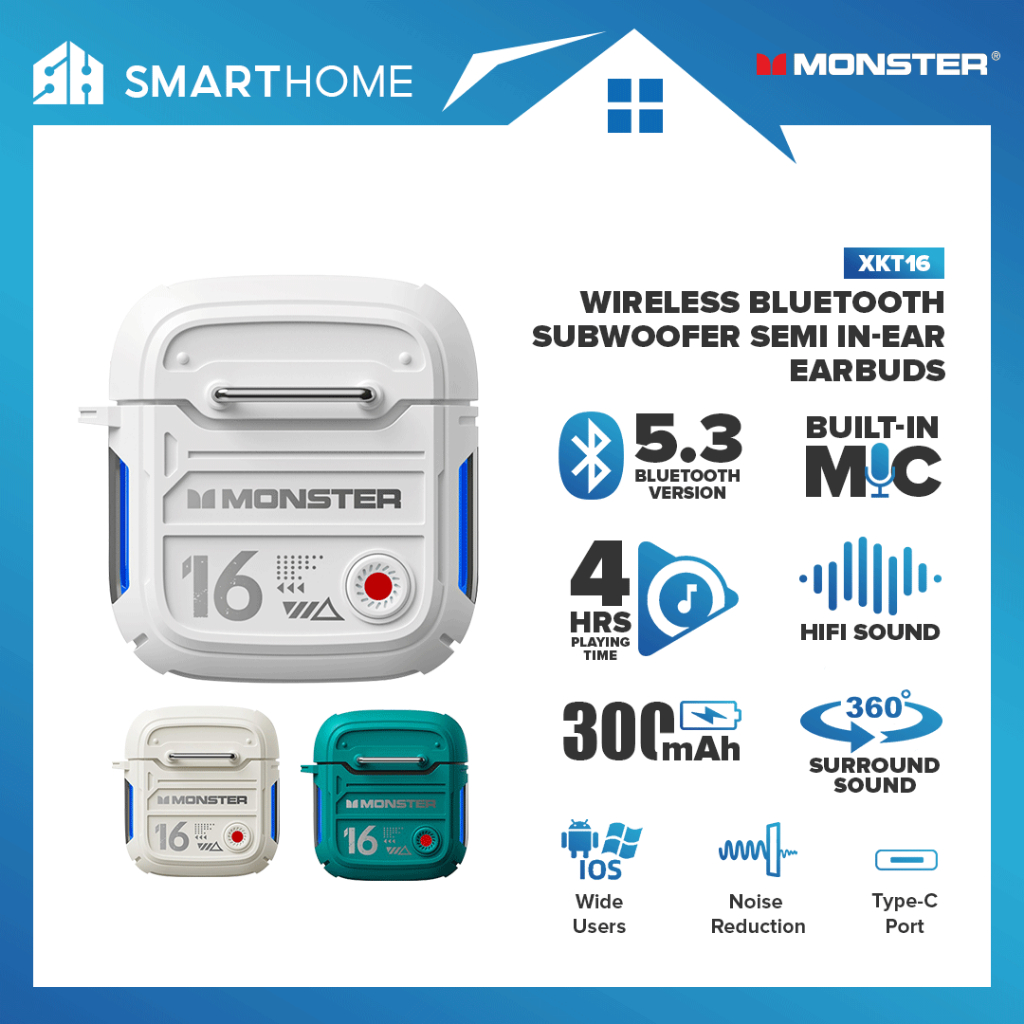 Monster XKT16 BT5.3 Wireless Headphones Bluetooth Earphones Low Latency ...