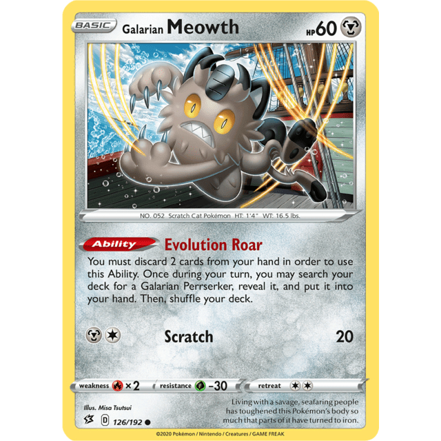Meowth & Persian , Galarian Meowth & Galarian Perrserker Pokemon Cards ...