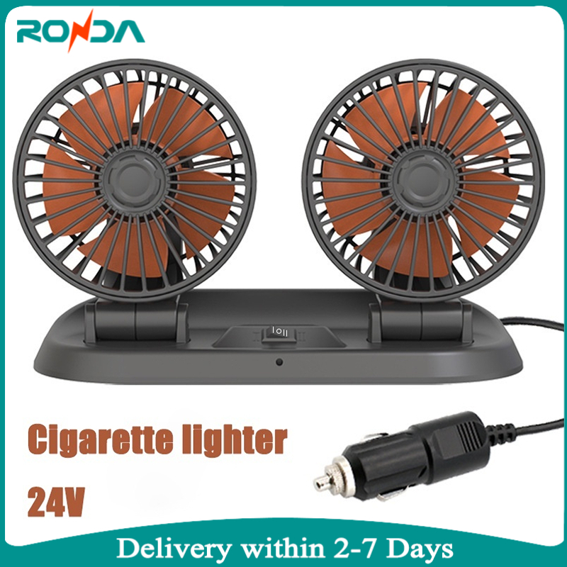 Universal Two Head Car Fan 12/24v Rotatable Powered 3-Speed Automotive ...