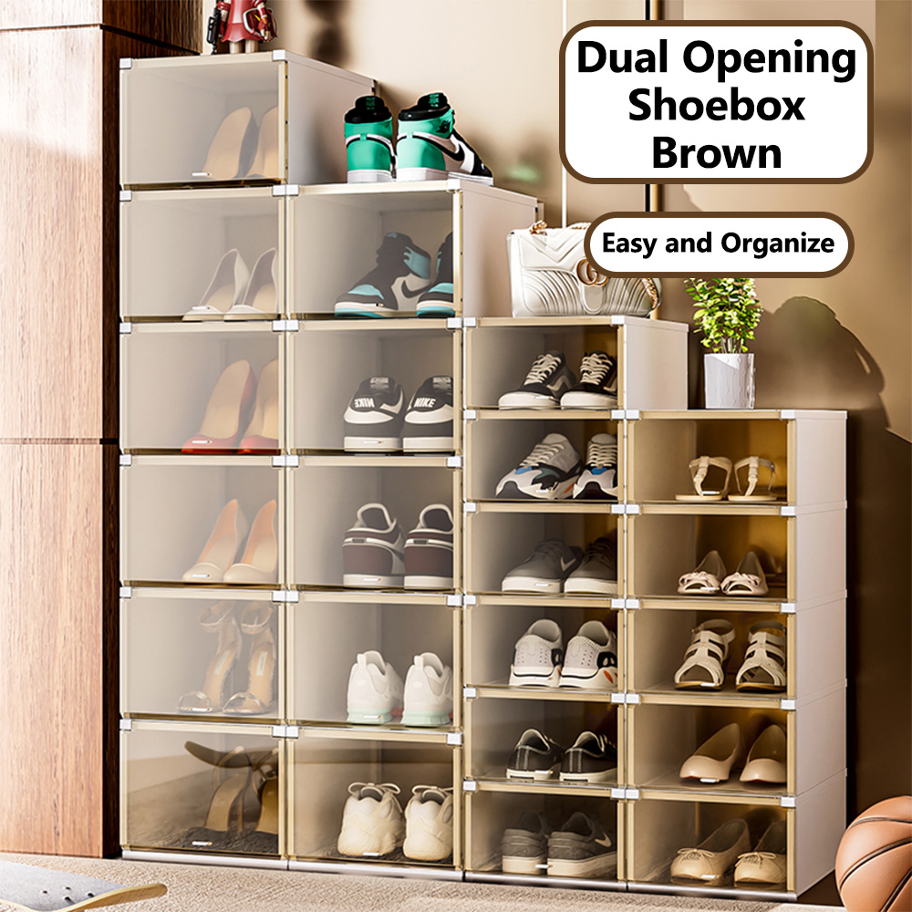 LOCAUPIN 3pcs Set Dual Opening Dust Proof Shoe Box Stackable Closet ...