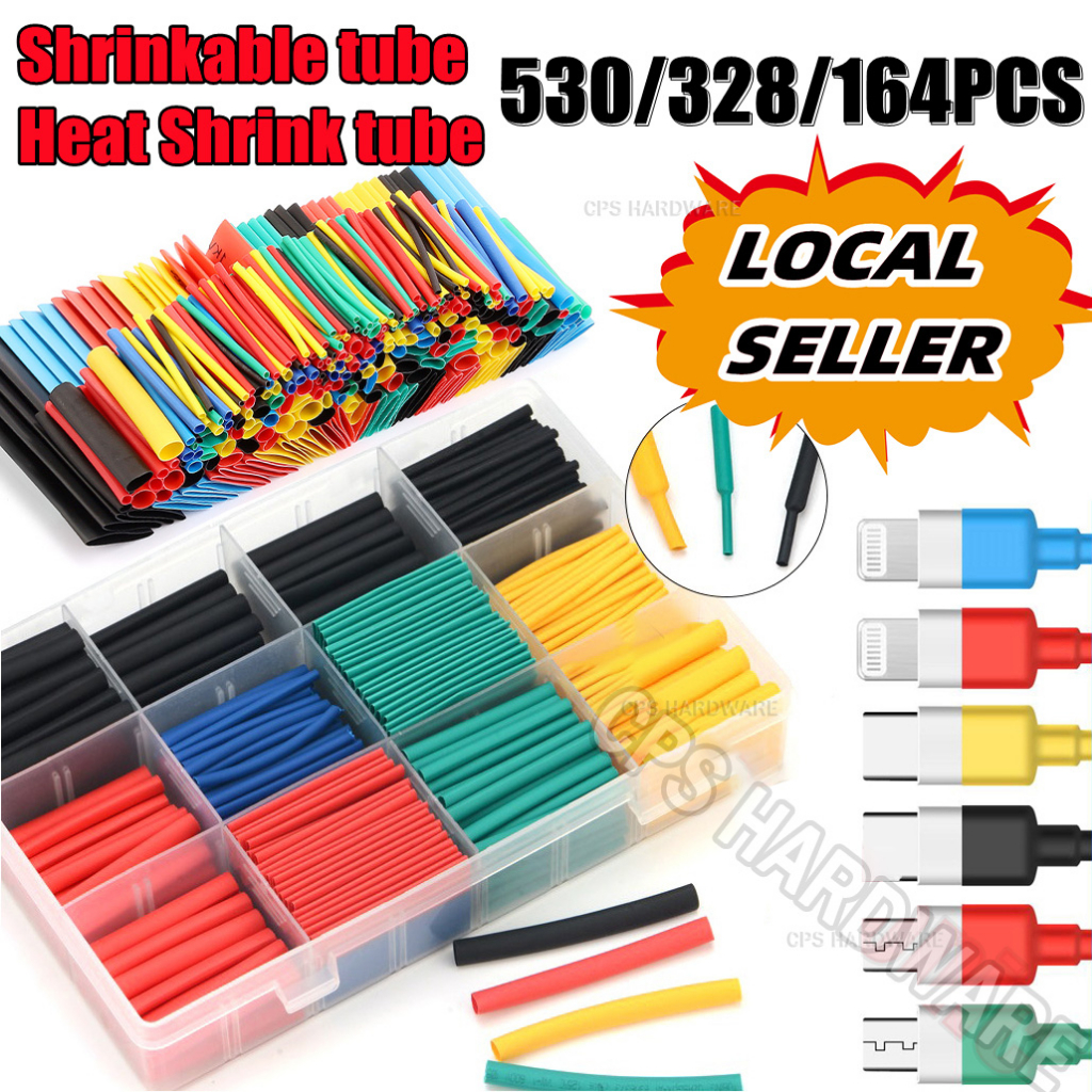 164/328/530Pcs Heat Shrink Tubing Insulation Shrinkable Tube 2:1 Wire Cable Sleeve Kit | Shopee ...