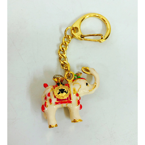Fengshui Bejeweled Power White Elephant Carrying Jewel Keychain ...