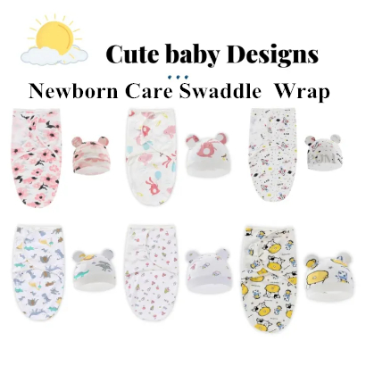 Baby Newborn Swaddle Bonnet 2-IN-1 Sets With Adjustable Magic Sticker ...