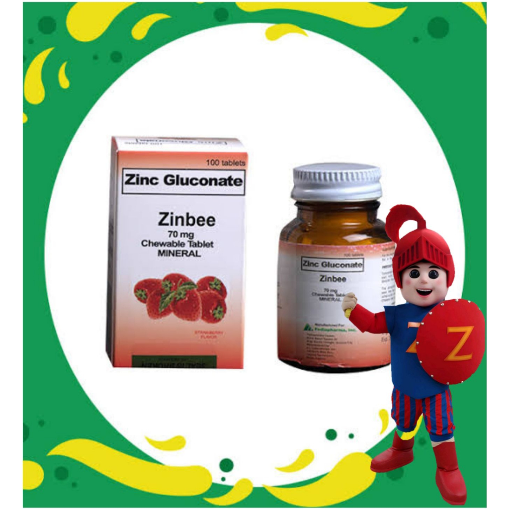 LEGIT 100% Zinbee Tablet - Strawberry Flavoured Chewable Tablet 100's | Shopee Philippines