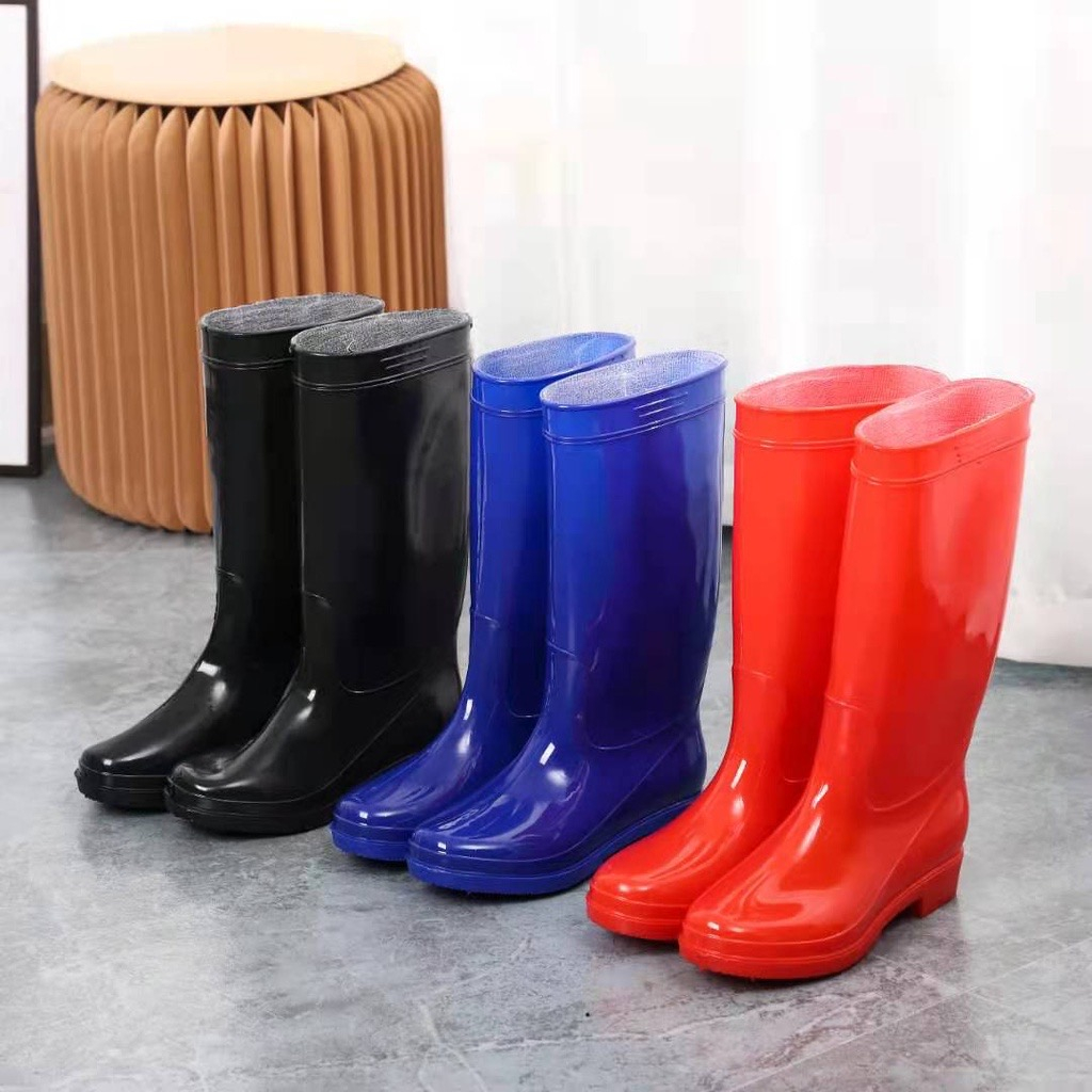 ☂ ☍High Quality Solid Color Rain Boots (Bota) Men/Women Rain Boots Tall ...
