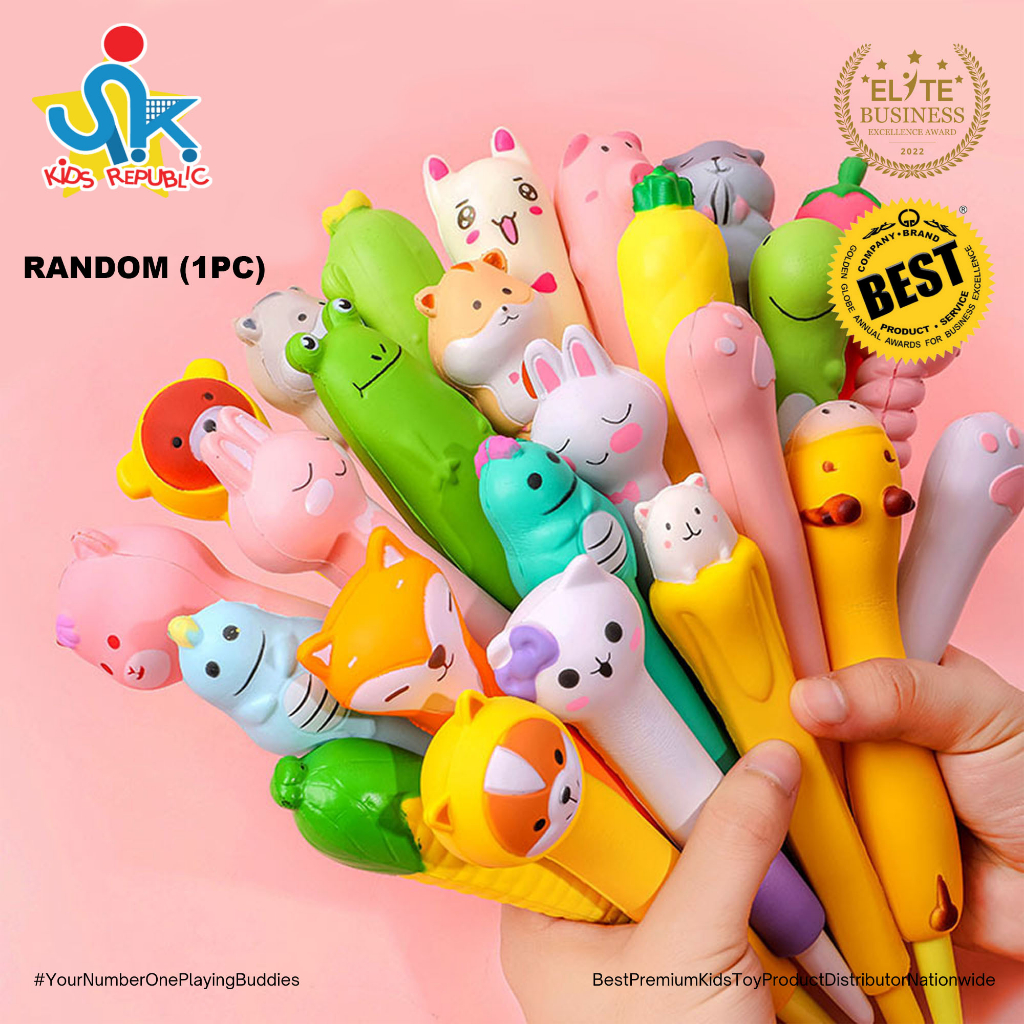 Kawaii Soft Squishy Animals Decompression Squeeze Gel Ink Pens Cute Pen ...