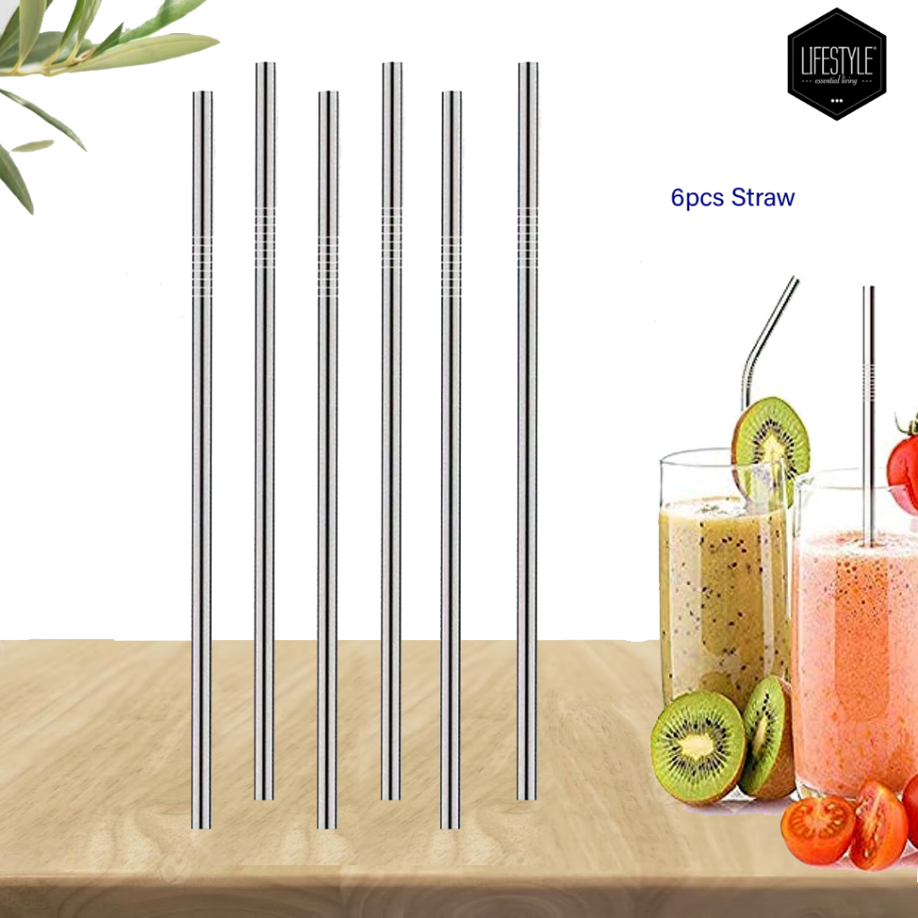 Lifestyle Stainless Steel Straw Straight Straw 6pcs | Shopee Philippines