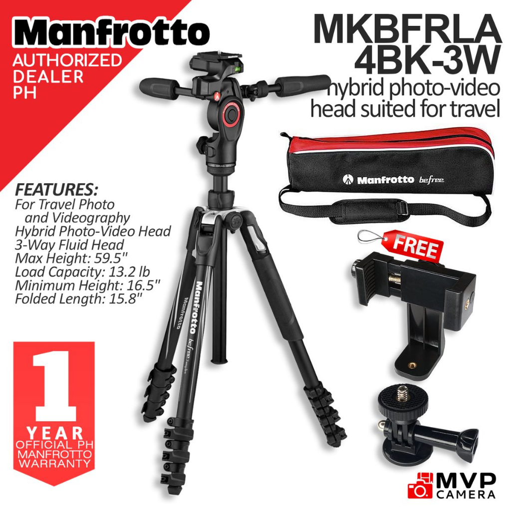 [AUTHORIZED PH] MANFROTTO MKBFRLA4BK-3W Befree 3-Way Live Advanced Tripod MVP CAMERA | Shopee ...