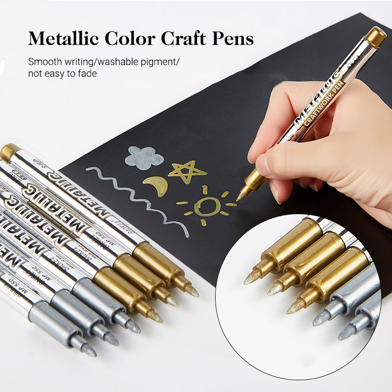 1.5mm Pen Gold Silver Ink Painting Simple Multifunction Marker Metallic ...