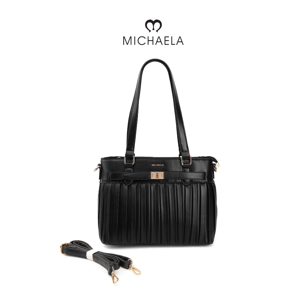 MICHAELA Folds Stripes Tote Bag Sophisticated Versatile for Work School ...