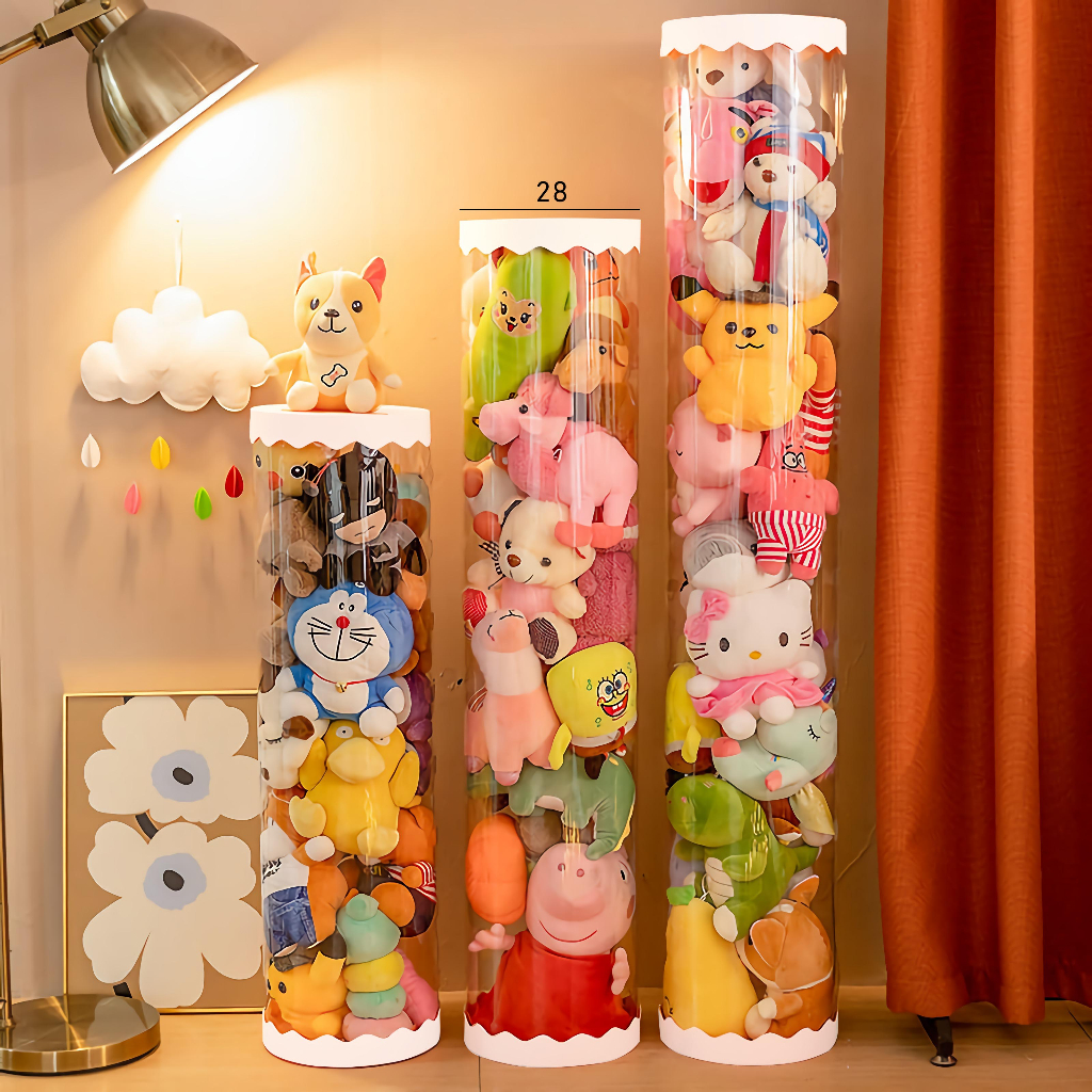 R2Y Transparent Stuff Doll Organizer Toy Storage Bucket Doll column ...