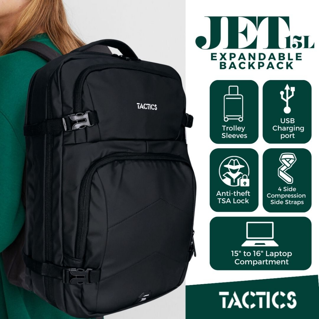 Tactics Jet Expandable 15 Liters for Men Women Backpacks (E256 ...