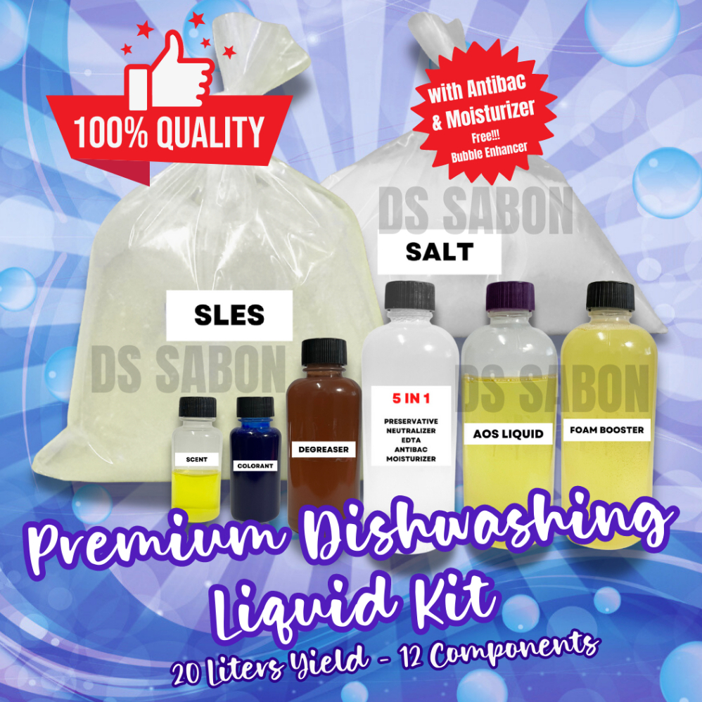 [PREMIUM] DIY DISHWASHING LIQUID KIT 12 COMPONENTS WITH BUBBLE ENHANCER ...