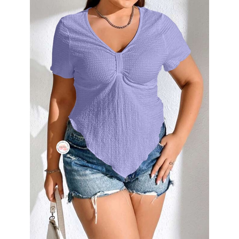 Twinkle PLUS SIZE Cotton Short Sleeve Asymmetrical Blouse 31174 ...