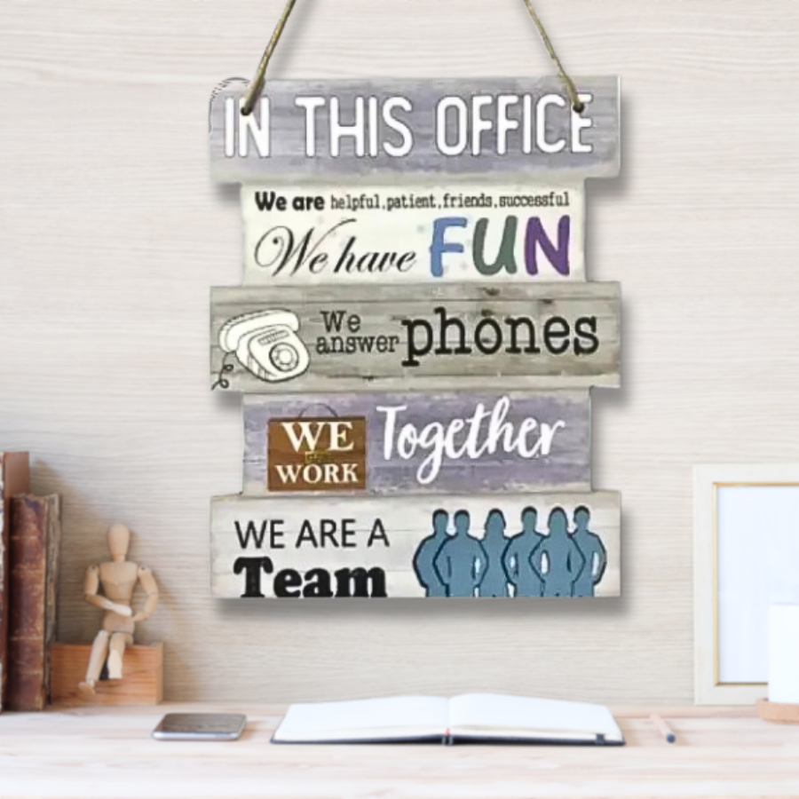 Decors and Beyond Office Sign Hanging Wooden Wall Decoration Rustic ...