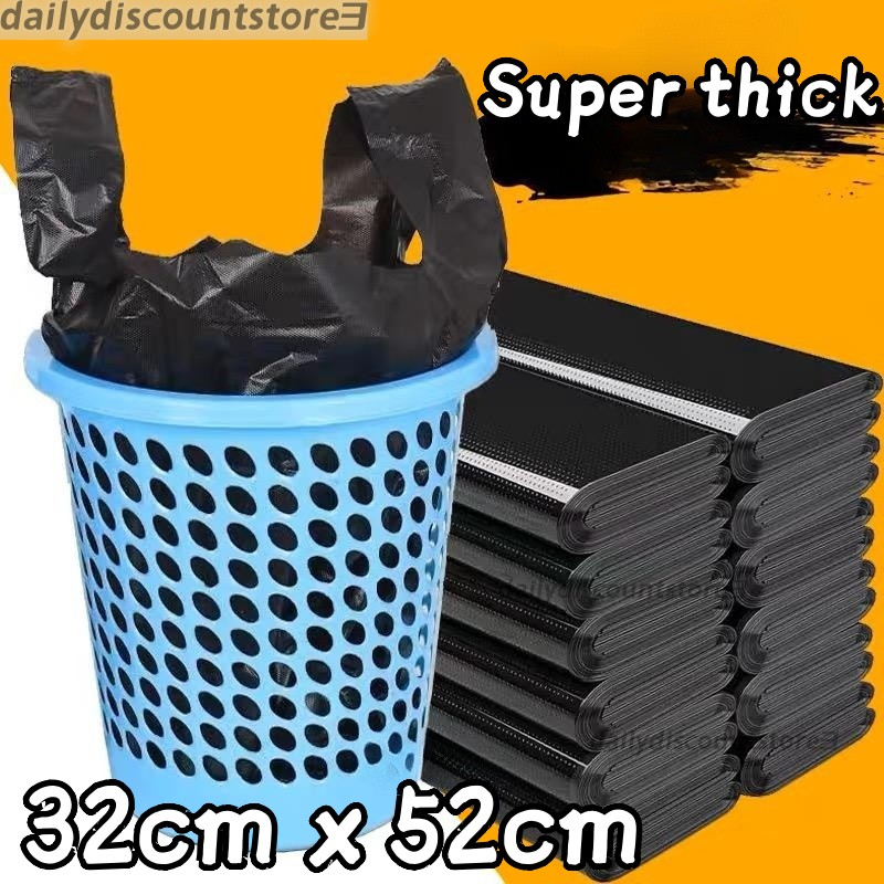 50pcs 32x52cm Disposable Garbage Bag Black Thick Vest type garbage bag ...