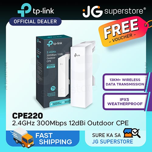 TP-Link CPE220 2.4GHz 300Mbps 12dBi Outdoor CPE for PtP Wireless Bridge ...