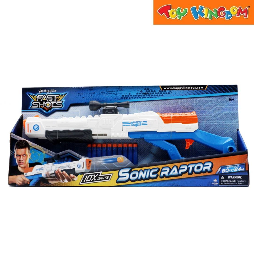 Happy Line Fast Shots Sonic Raptor Foam Launcher Set 10 Foam Darts ...