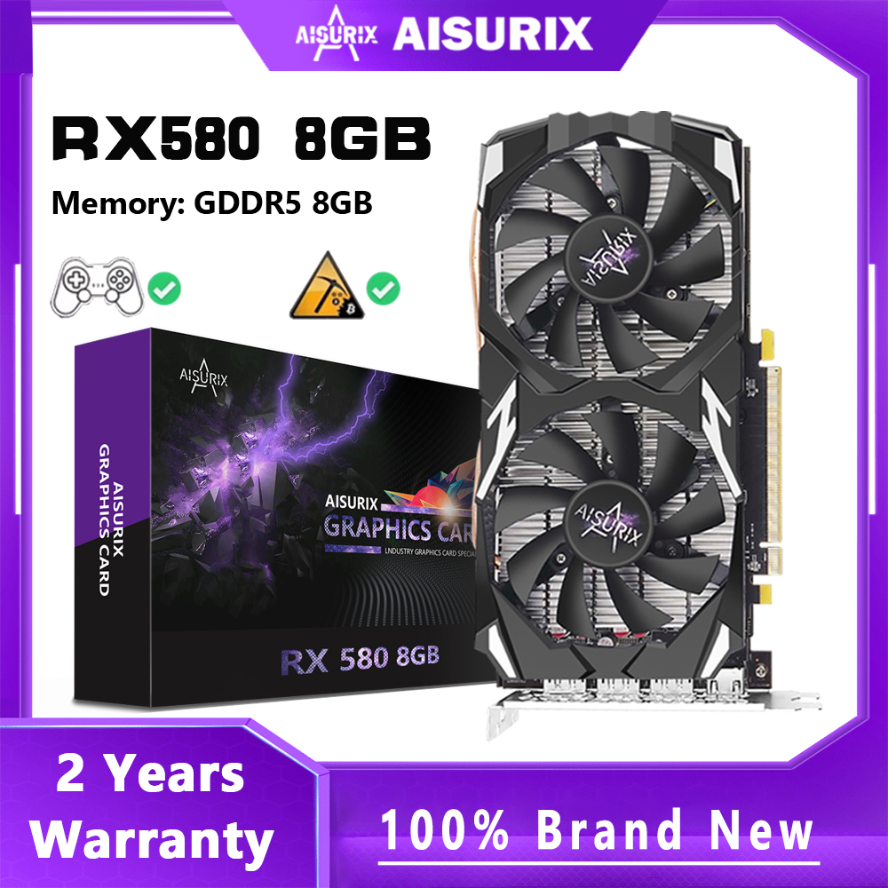 AISURIX RX 580 8GB New Brand Graphics card GDDR5 Computer GPU Video ...